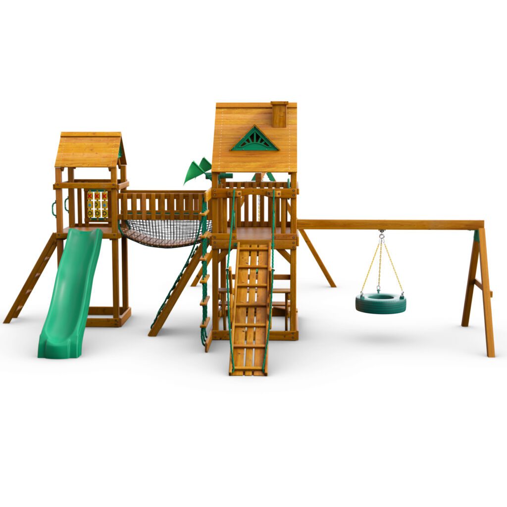 Chateau w/ Clatter Bridge & Tower, Tire Swing, Swing Set Free Treehouse ...