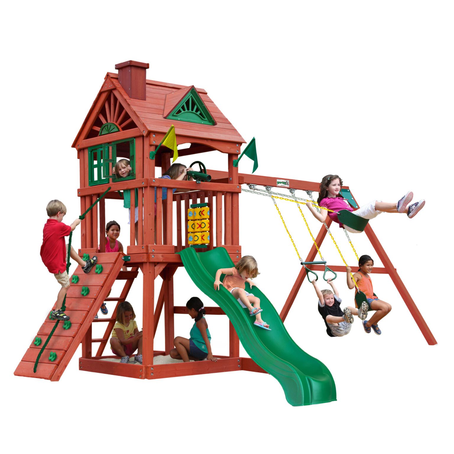 Chateau w/ Clatter Bridge & Tower, Tire Swing, Swing Set | Playnation ...