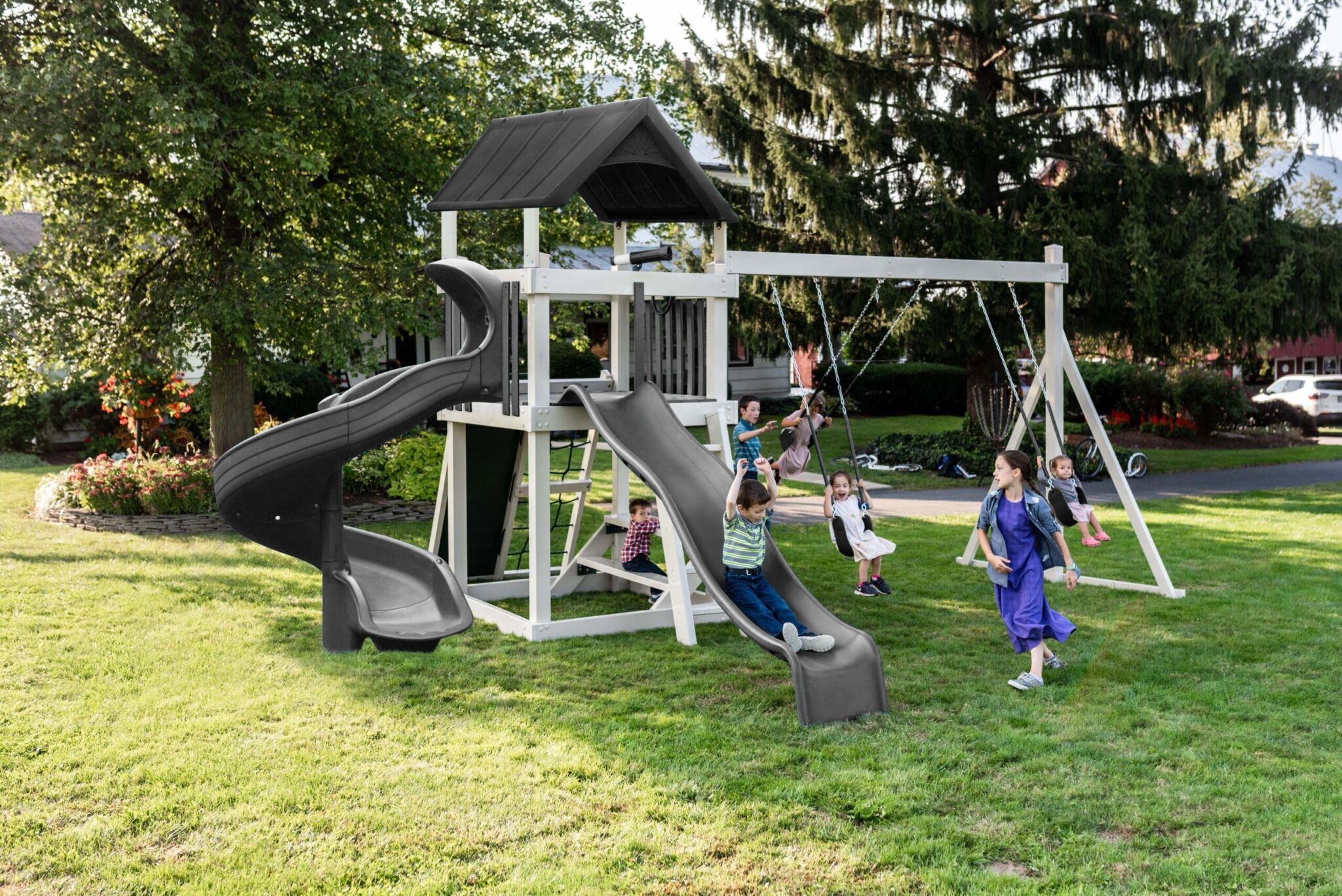 VinylNation The Orlando Deluxe Swing Set Black & White - Playnation Florida